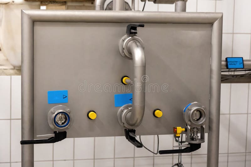 A Stainless Steel Pipe System in the Food Industry at a Brewery in the ...