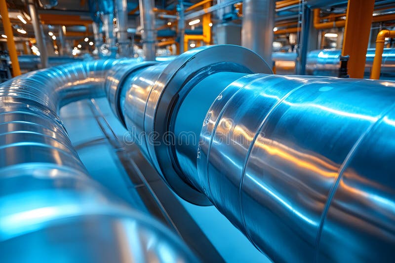 Industrial Engineering: Modern Metallic Pipes in a High-Tech Facility ...