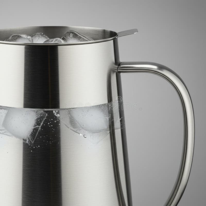 Stainless Steel Pitcher with Ice Cubes Stock Photo - Image of home ...