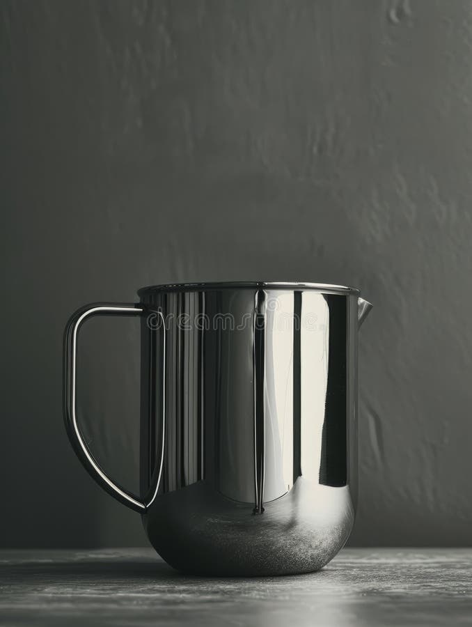 Stainless Steel Pitcher on a Textured Gray Background. Stock Photo ...