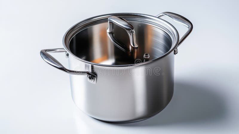 Stainless Steel Pot with Lid on a Plain Surface Stock Photo - Image of ...