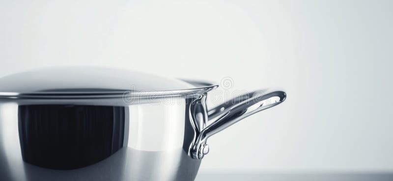 Stainless Steel Pot with Lid, Sleek Design, Reflective Surface, Modern ...
