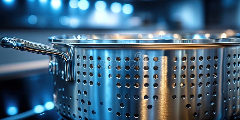 Stainless Steel Pot Showcasing Perforations and Reflective Surface in ...