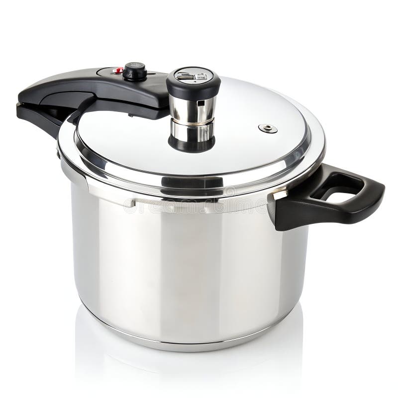 Stainless Steel Pressure Cooker on White Background Stock Illustration ...