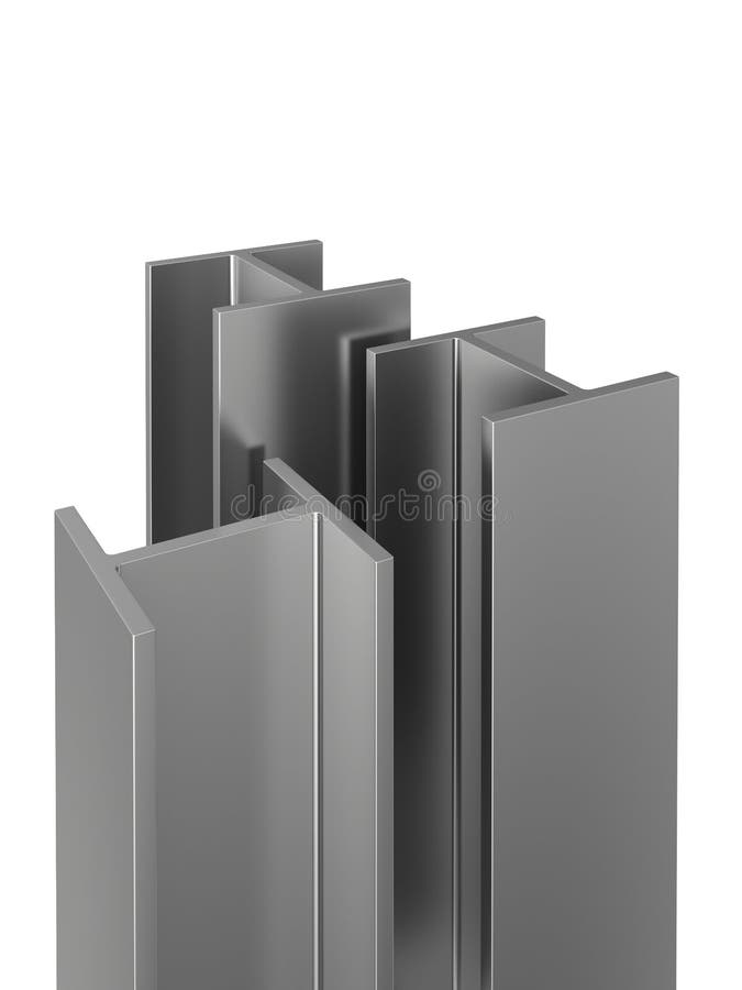 Stainless Steel Profiles on a White Background Stock Illustration ...