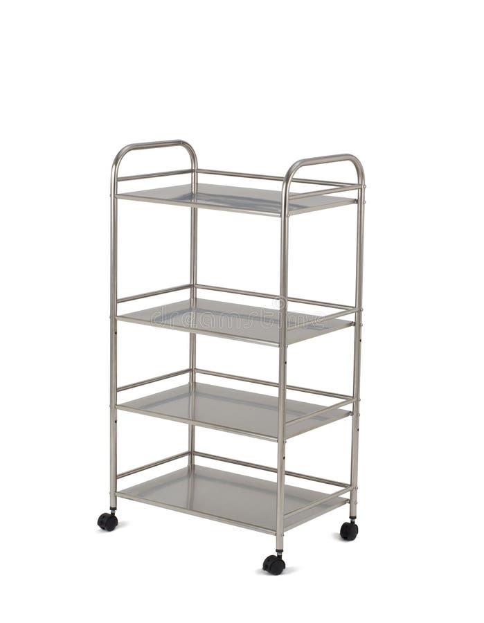 Stainless Steel Racks with Wheels Isolated on White Stock Image - Image ...