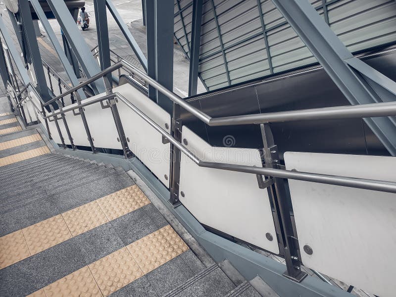 Stainless Steel Railing at Station.Fall Protection Stock Photo - Image ...