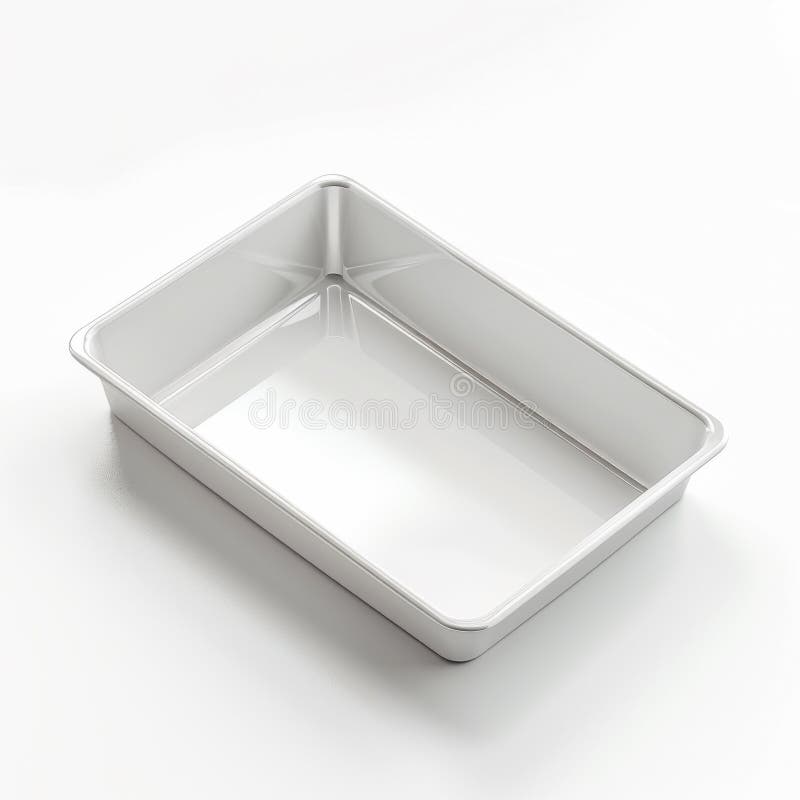 Stainless Steel Rectangular Baking Pan on White Surface Stock ...