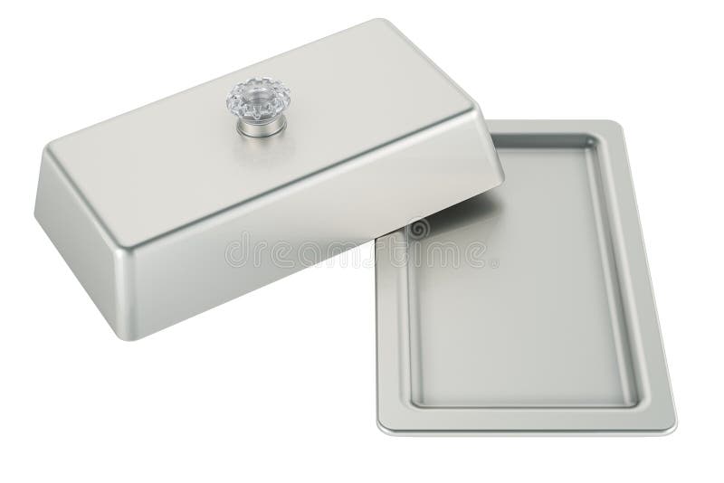 Stainless Steel Rectangular Butter Dish, 3D Rendering Stock ...