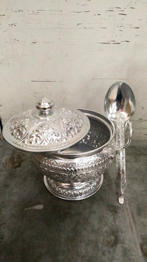 Stainless Steel Rice Pot, Thai Pattern. Stock Image - Image of pattern ...