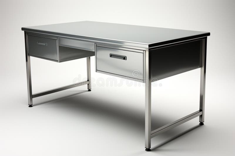 Stainless Steel School Desk on White Background Stock Illustration ...