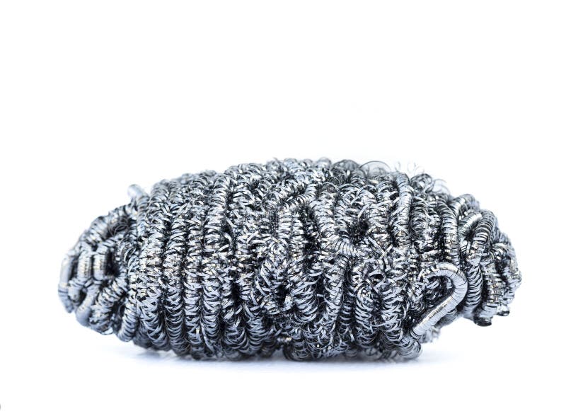Stainless Steel Scourer on White Background. Stock Photo - Image of ...