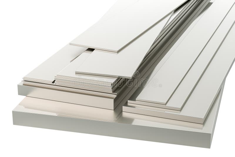 Set of Steel Sheets, Rolled Metal. 3D Rendering Stock Illustration ...
