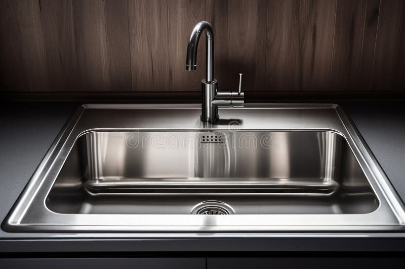 Stainless Steel Shiny Perfectly Clean Sink in Kitchen at Home Stock ...