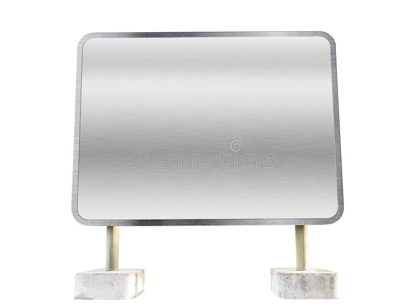 Stainless Steel Sign Board on Stand Isolated on White Stock Photo ...