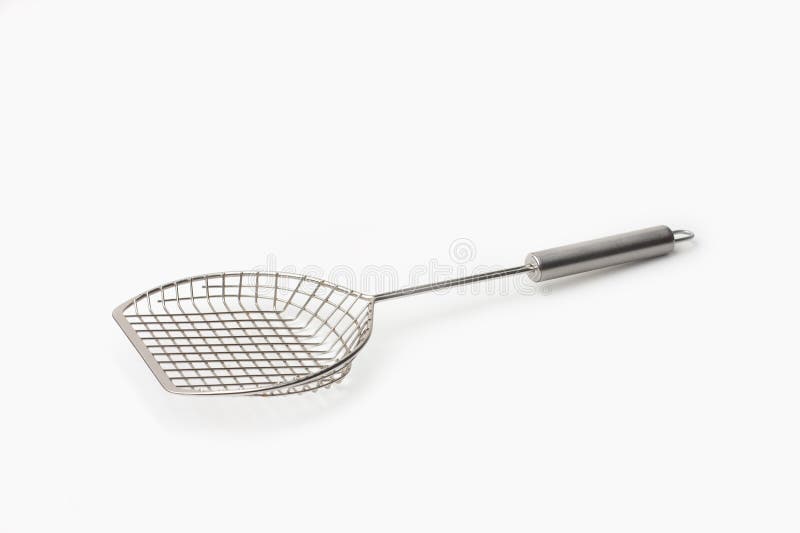 Stainless Steel Skimmer on a White Background with Copy Space Stock ...