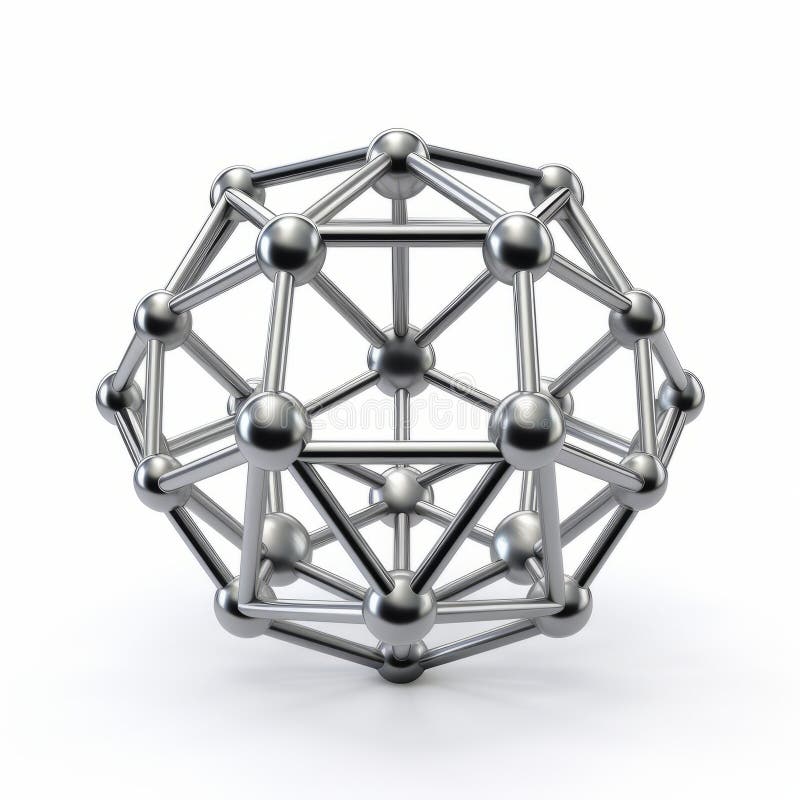 Shiny Silver Molecular Structure 3d Illustration on White Background ...