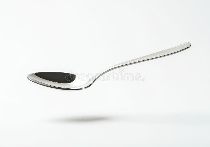 A Stainless Steel Spoon Floating Horizontally in Mid-air on a Solid ...
