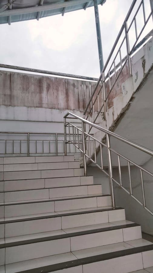 Stainless Steel Staircase Railing in Modern Building Stock Image ...