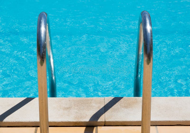 Stainless Steel Steps Leading into Swimming Pool Stock Image - Image of ...