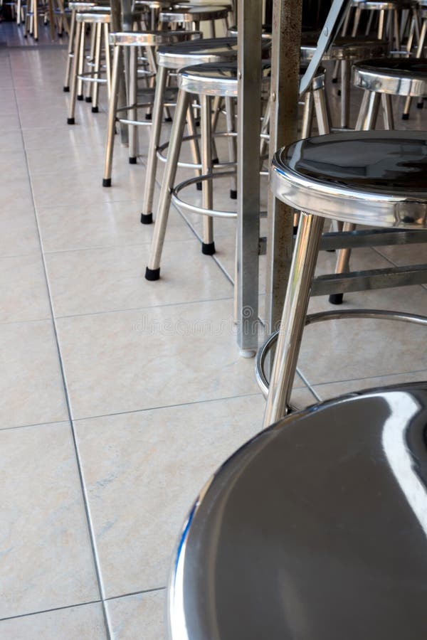 Stainless Steel Stool in School Cafeteria Stock Image - Image of ...