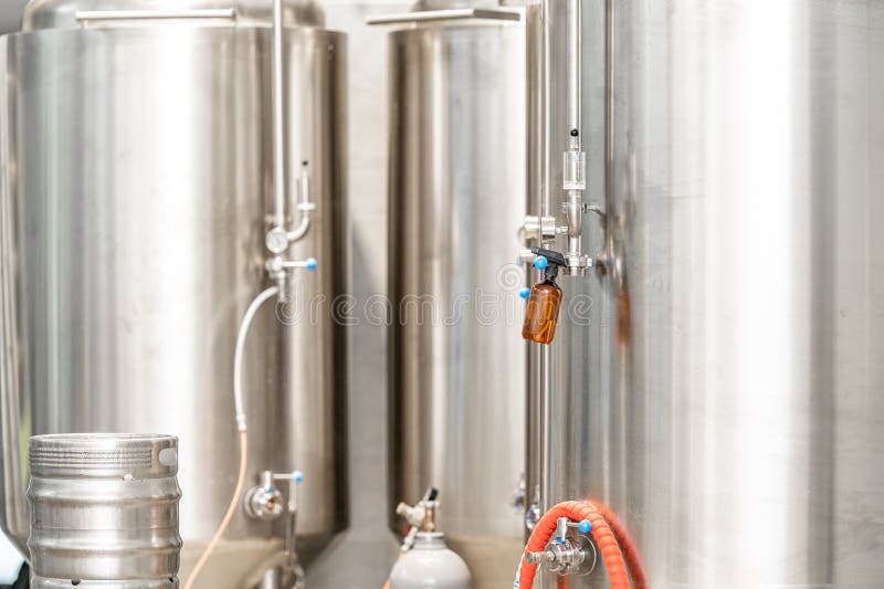 Stainless Steel Tanks for Brewing Beer in a Brewery Stock Photo - Image ...