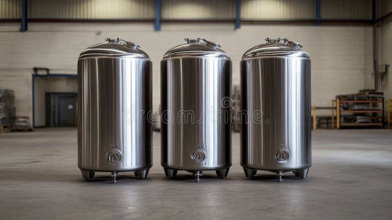 Stainless Steel Tanks for Mixing and Blending. Generative AI. Stock ...