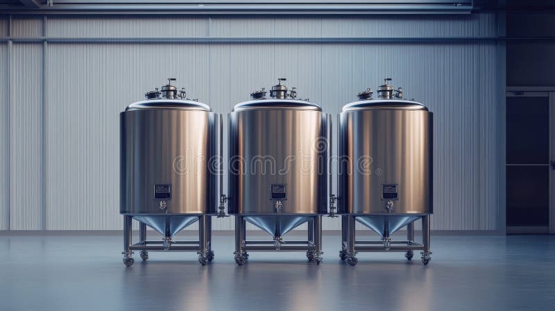 Stainless Steel Tanks for Mixing and Blending. Generative AI. Stock ...