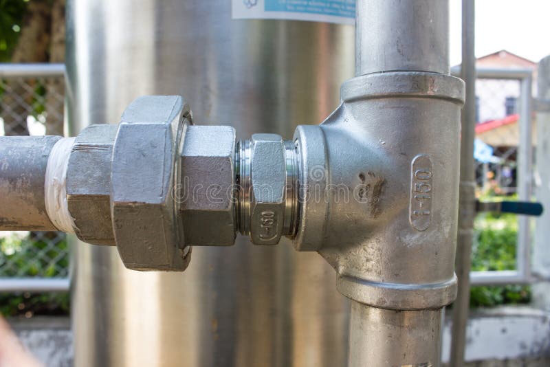 Stainless steel water pipe stock image. Image of weld - 60035755