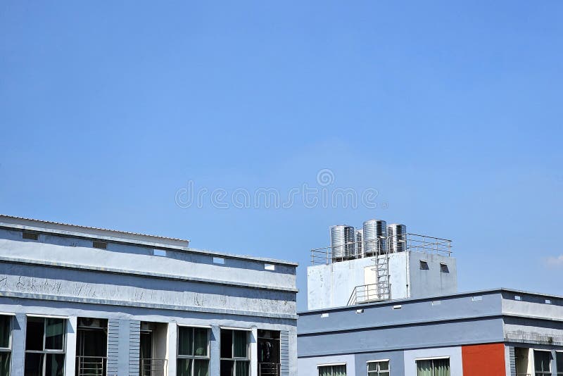 Stainless Steel Water Tank on the Rooftop of Building. Stock Photo ...