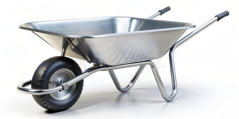 Stainless Steel Wheelbarrow Isolated on White, Wheelbarrow , Gardening ...