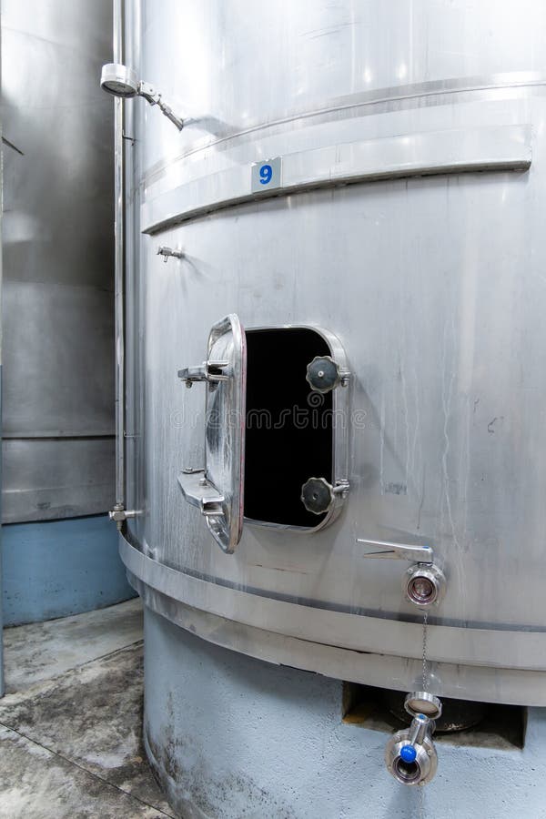 Stainless Steel Wine Fermentation Tanks in a Modern Winery Stock Photo ...