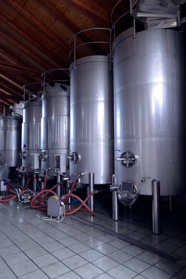 Stainless Steel Wine Vats in a Row Stock Image - Image of beverage ...