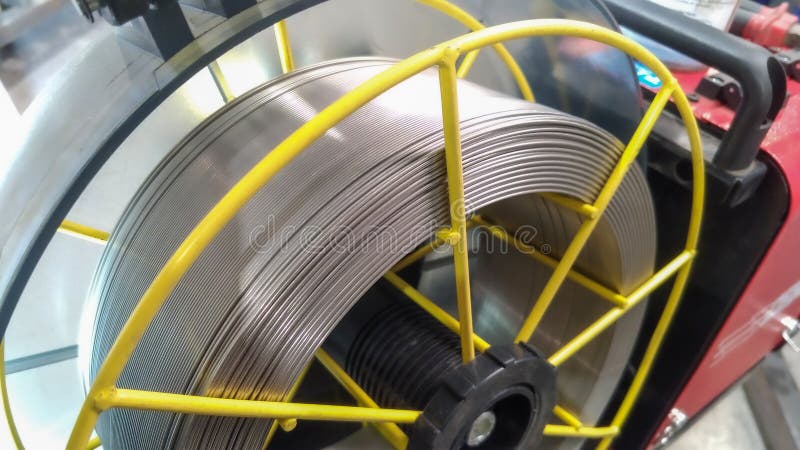 Stainless Steel Wire Coil Mounted on the Welding Machine Stock Photo ...