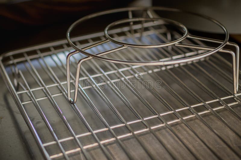 Stainless Steel Wire Mesh Draining and Support Base Racks. Stock Image ...