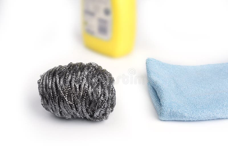Stainless Steel Wool Scrubber Sponge for Kitchen Cleaning Stock Image ...