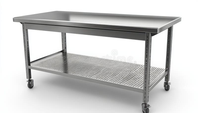 Stainless Steel Work Table on Wheels for Kitchen or Workshop Use Stock ...