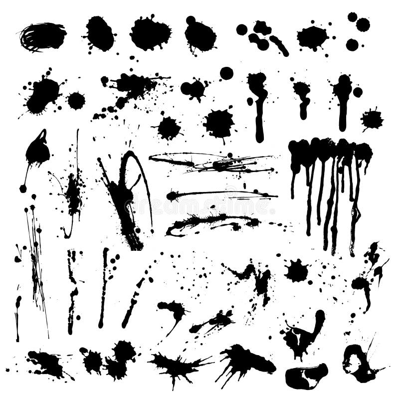 Set of Ink Spots and Stains. for Brush Strokes. Ink Drops Stock Vector ...