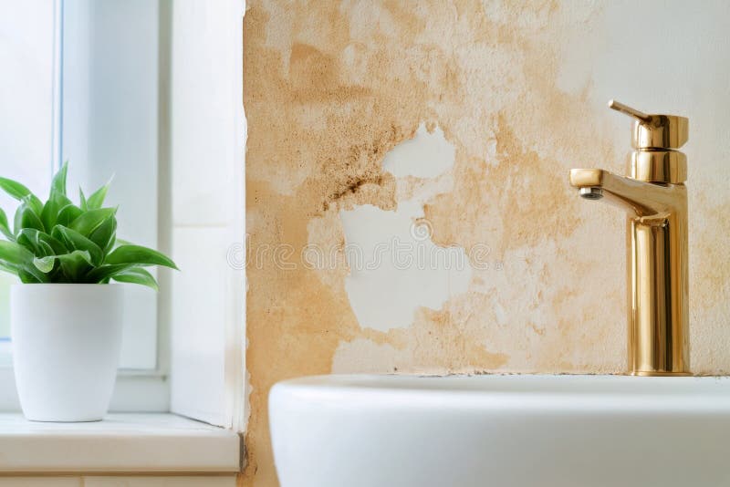 Stains of Mold and Humidity in Modern Bathroom. Dampness, Humidity ...