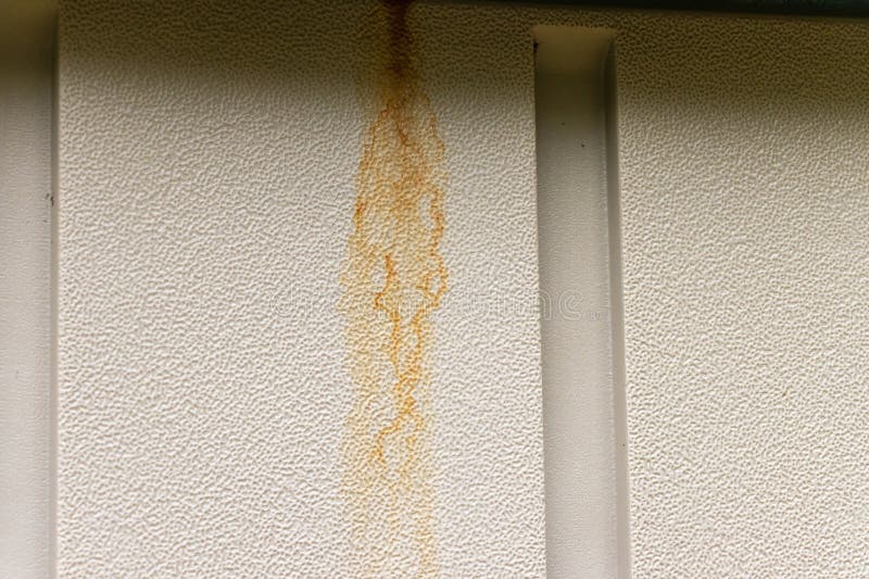 Stains from Rust Running Down the Side of a Plastic Building Stock ...