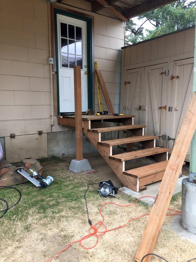 Stair Building for Backdoor, in Progress Stock Photo - Image of family ...