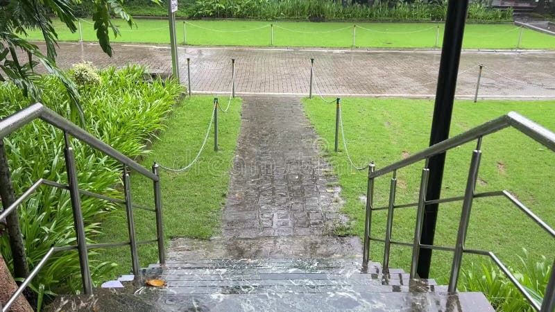 Stair Case in Office Building during Heavy Rain Stock Footage - Video ...
