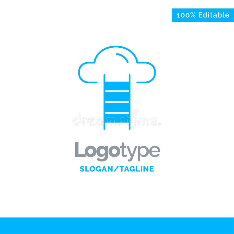 Stair, Cloud, User, Interface Blue Solid Logo Template. Place for ...