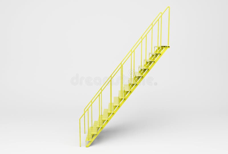 Stair 3d Illustration Minimal Rendering on White Background Stock ...