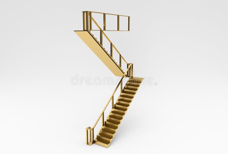 Stair 3d Illustration Minimal Rendering on White Background Stock ...