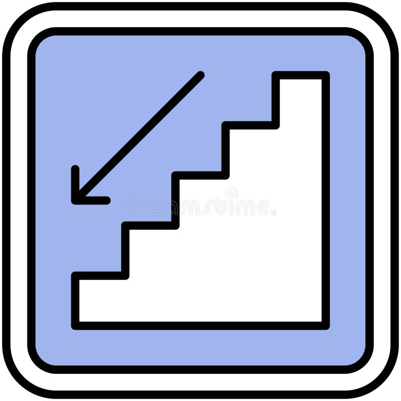 Stair Down Icon, Wayfinding Sign Vector Stock Vector - Illustration of ...