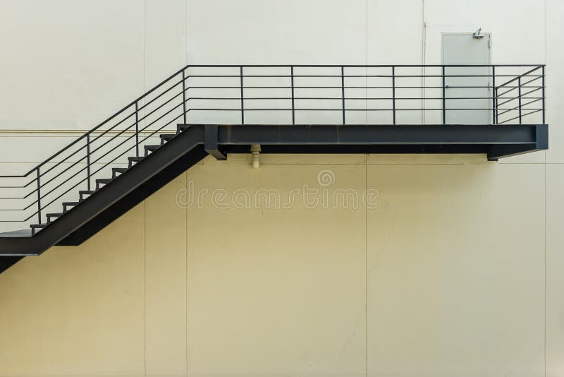 Stair for Fire Escape with the Steel Railing and Ladder Stock Photo ...
