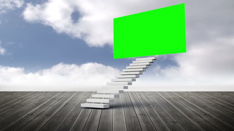 Stair with a Green Screen on a Wood Ground Stock Video - Video of door ...