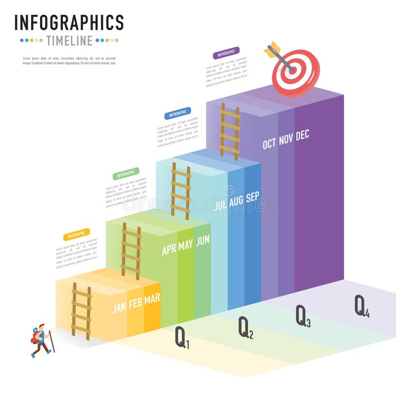 Stair or Ladder Isometric Timeline 12 Months Infographic for Business ...