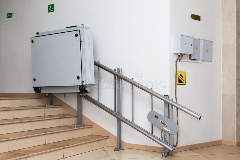 Stair Lift for the Disabled. Stairs of Public Building Stock Image ...